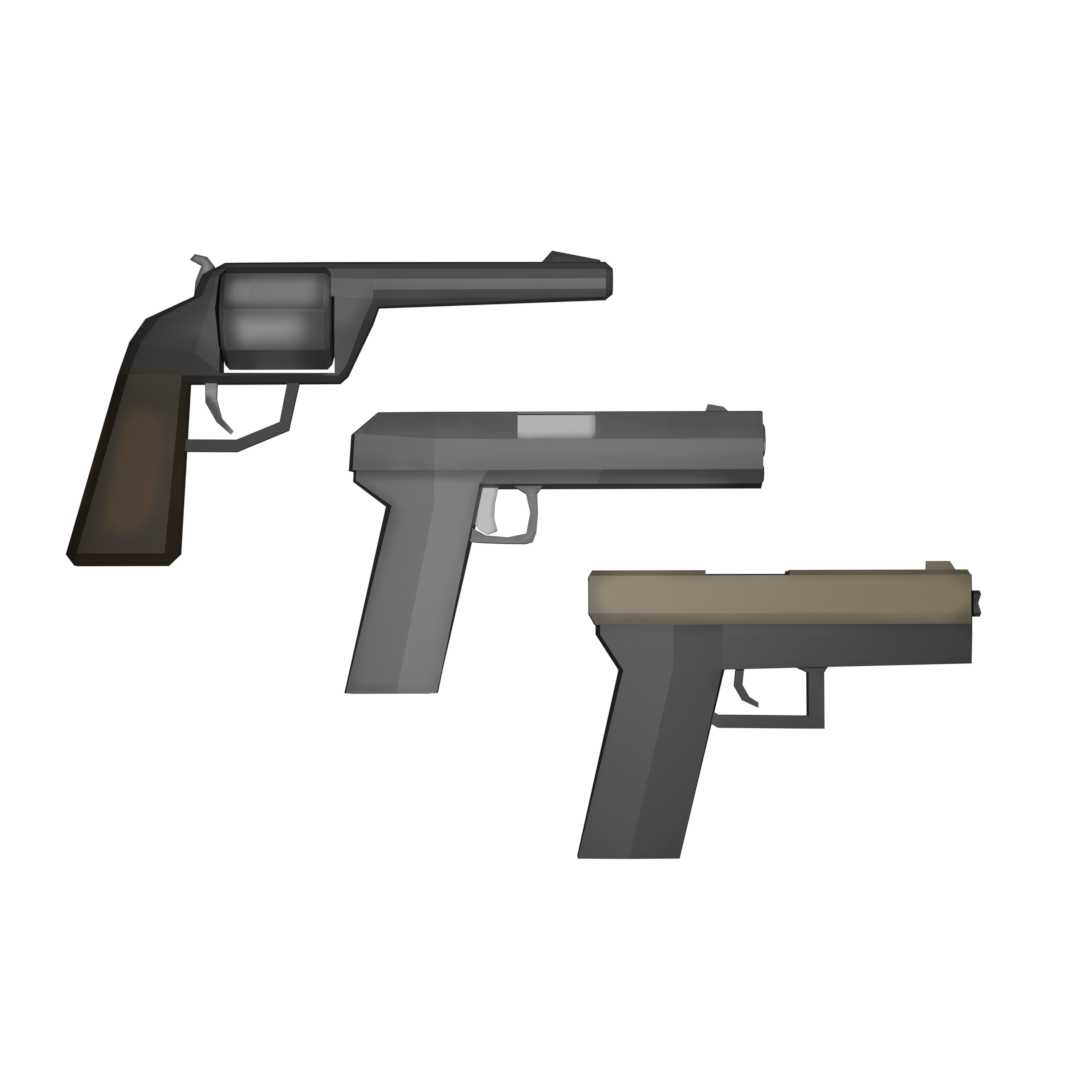 Low Poly Handguns - Revolver, USP, Glock by sethp11