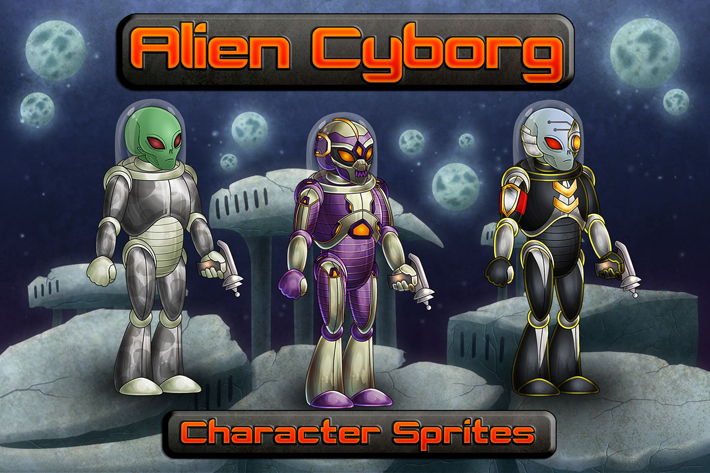Alien Cyborg 2D Sprites by Free Game Assets (GUI, Sprite, Tilesets)