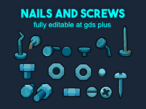 Screws nuts and bolts game design objects by Robert Brooks ...
