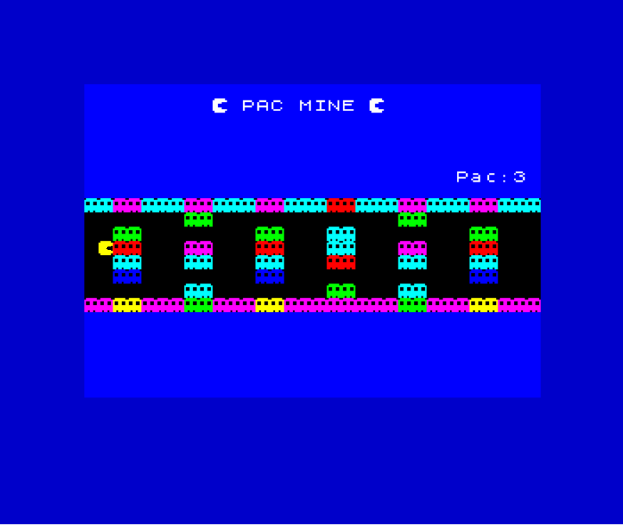 Pacmine (Sinclair ZX Spectrum) by lupoman by BASIC 10Liner