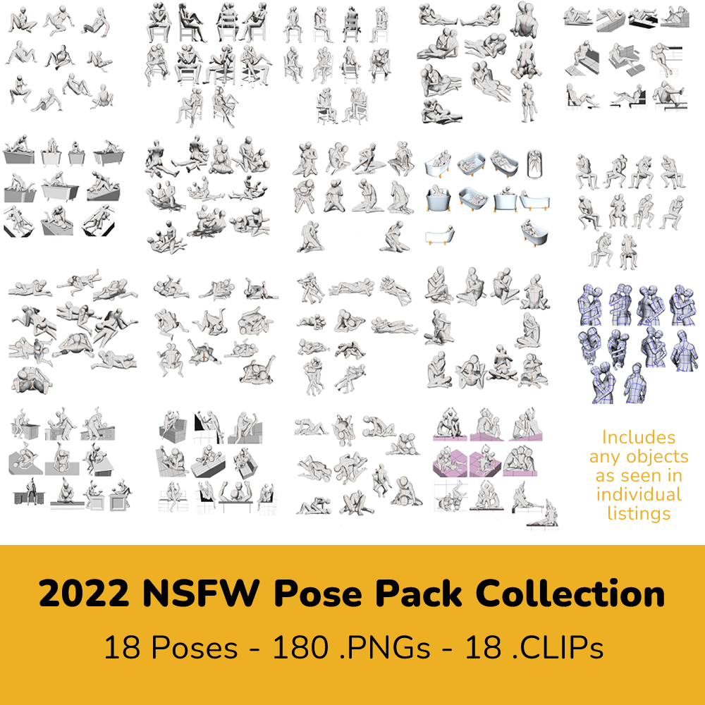 2022 NSFW Art Pose Reference Pack Collection by SaccharineLemons