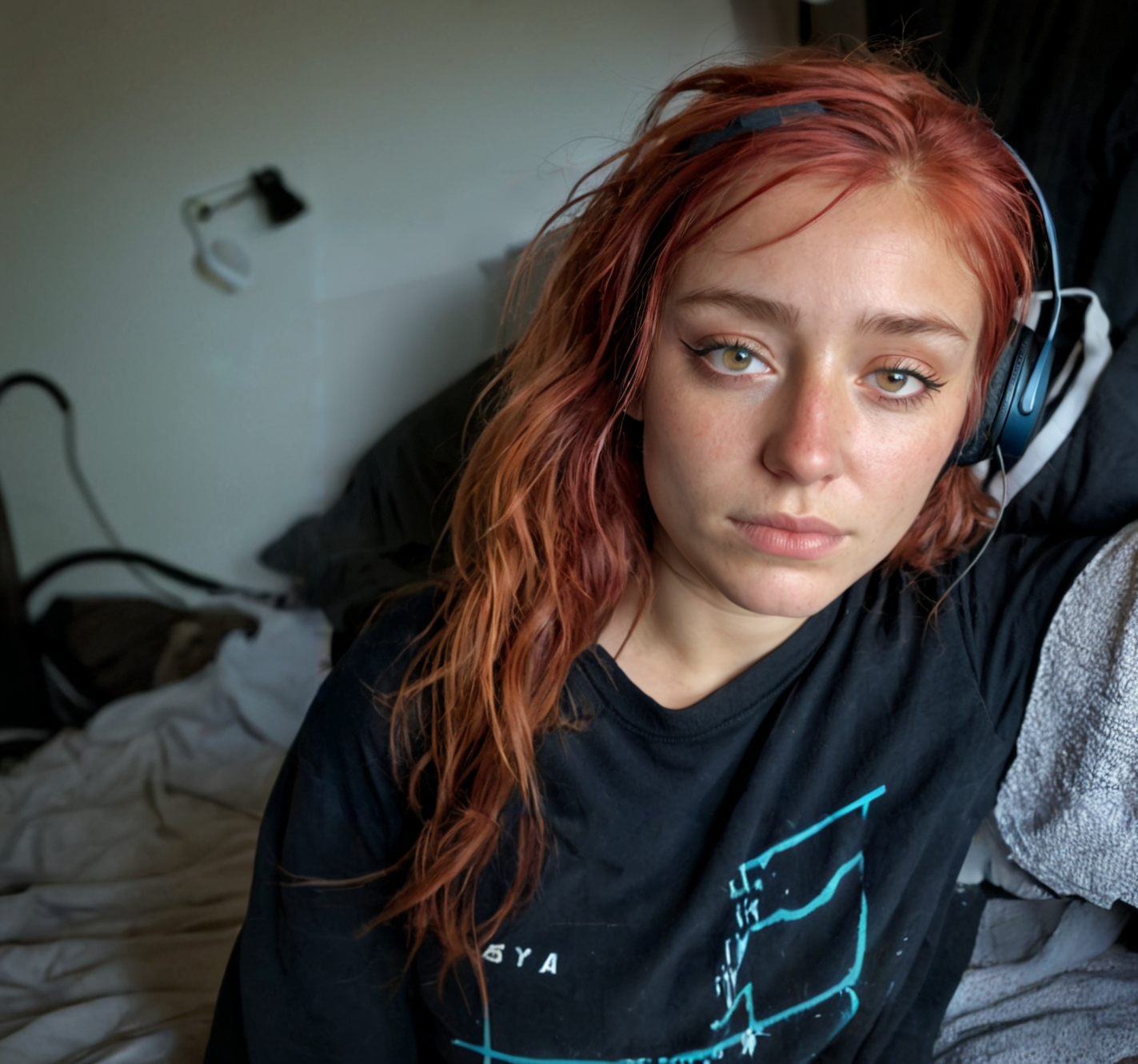 Red head Shy Gamer woman (Marita) by Blacis