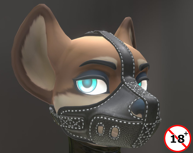 Alber Hyenid Leather Muzzle & Blindfold (VRC/Resonite) by Dein-Ra