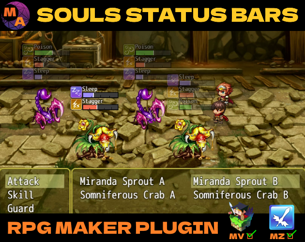 Souls Status Bars - RPG Maker MV/MZ Plugin by MythAtelier