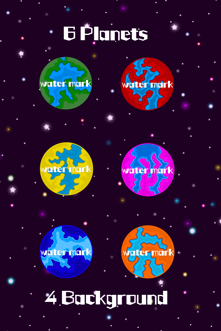 2D space planets and Backgrounds by GamerCrafter
