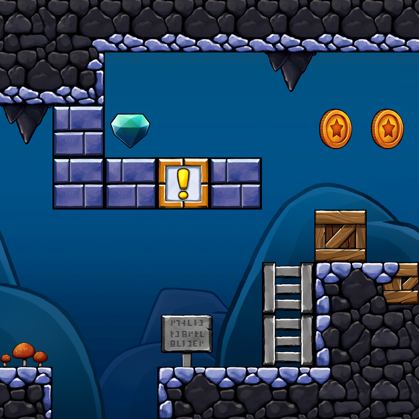 Handpainted Cavern Platformer by Rafael ChM