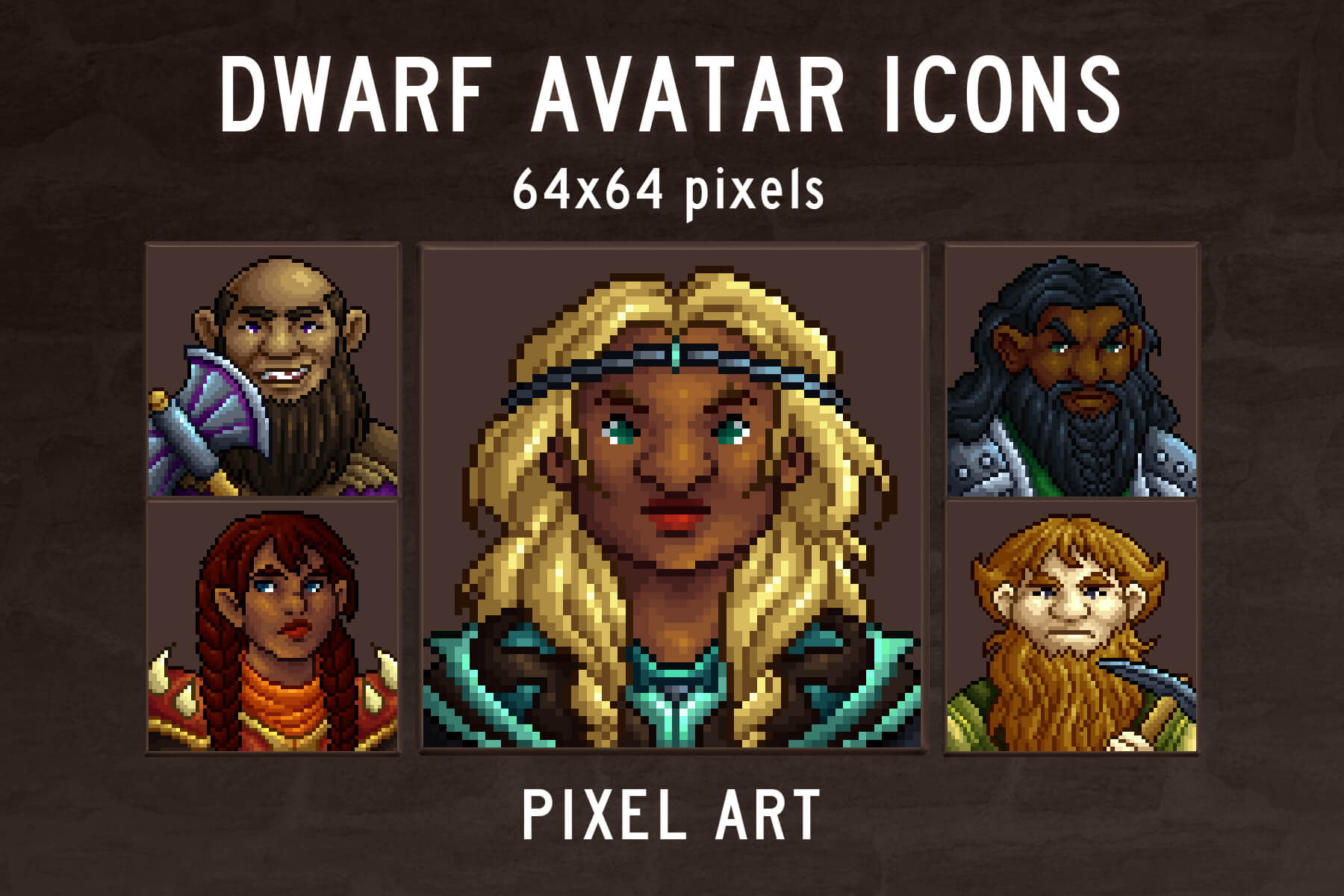 Free Dwarf Avatar 64×64 Pixel Icons by Free Game Assets (GUI, Sprite ...