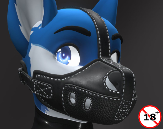 VRChat Canine (Masculine) Leather Muzzle & Blindfold by Dein-Ra