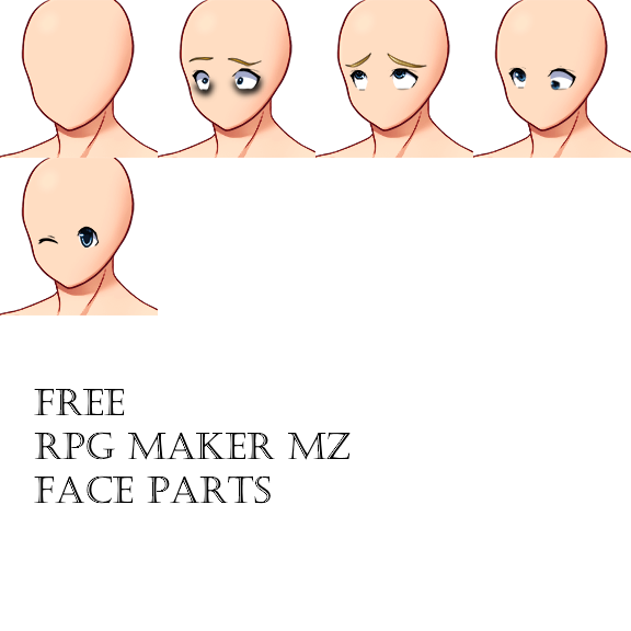 Free Small Pack of RPG Maker MZ Generator Face Parts | RPG Maker Forums