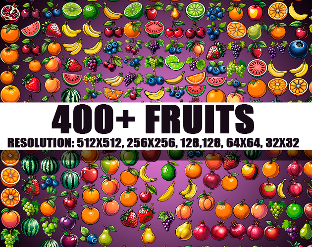 Pack 27 - Fruits - 400+ Sprites by FortressSide