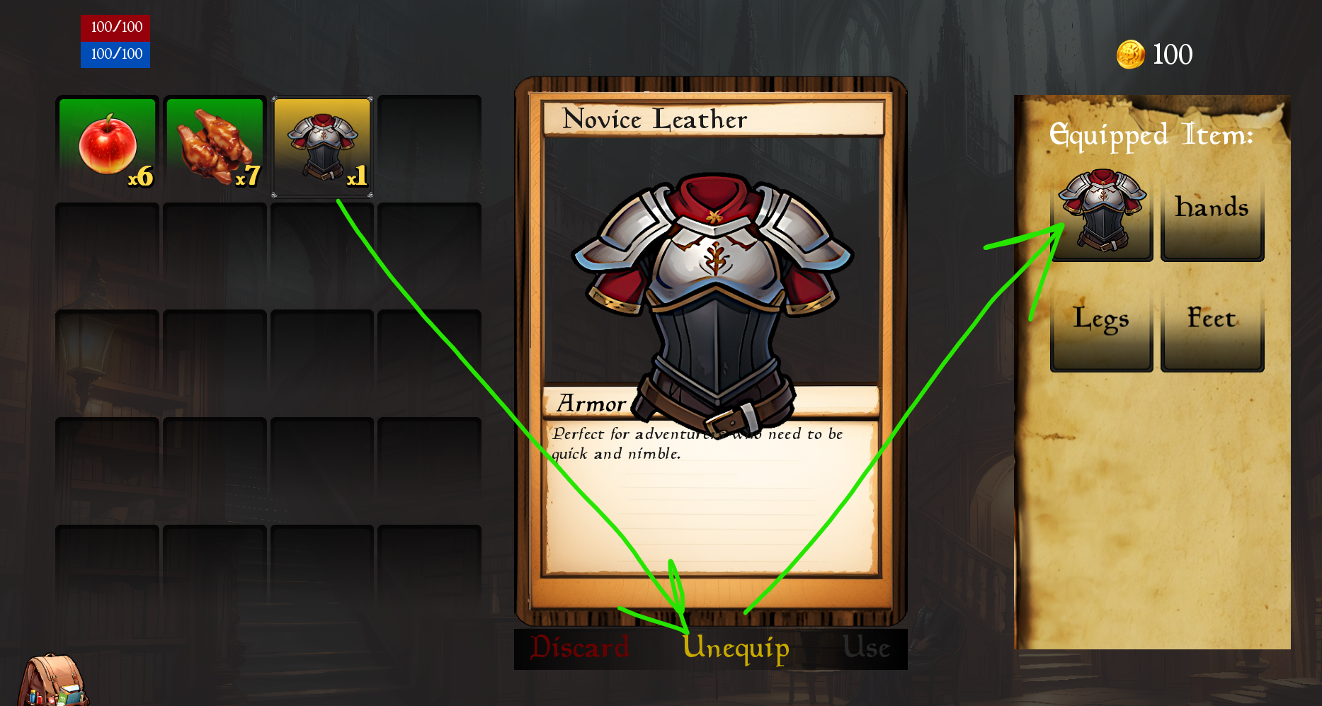 Use, Equip, Discard Buttons - itch.io