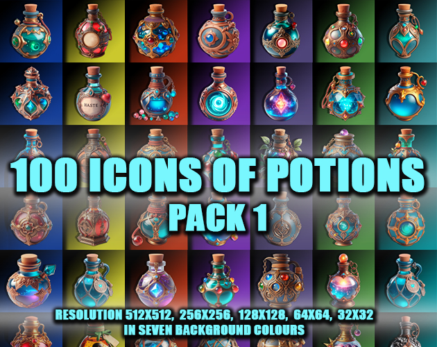 Icons of Potions Pack 1 - 100 Icons by FortressSide