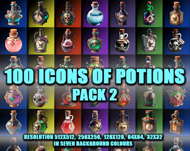 Icons of Potions Pack 2 - 100 Icons by FortressSide