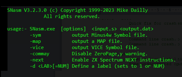 SNasm Assembler by Mike Dailly