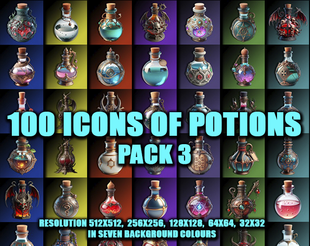 Icons of Potions Pack 3 - 100 Icons by FortressSide