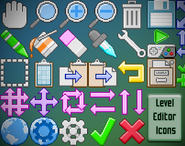 Level Editor Icons - Pixel Art by Keith at Fertile Soil Productions Level Editor Icons - Pixel Art by Keith at Fertile Soil Productions