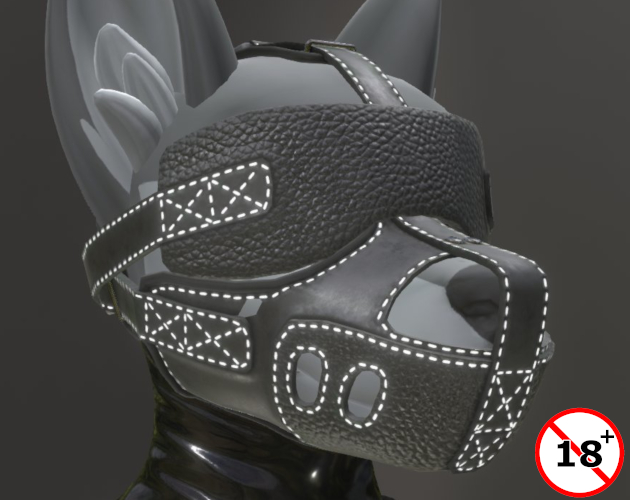 Winterpaw VRChat Masc Canine Leather Muzzle & Blindfold by Dein-Ra