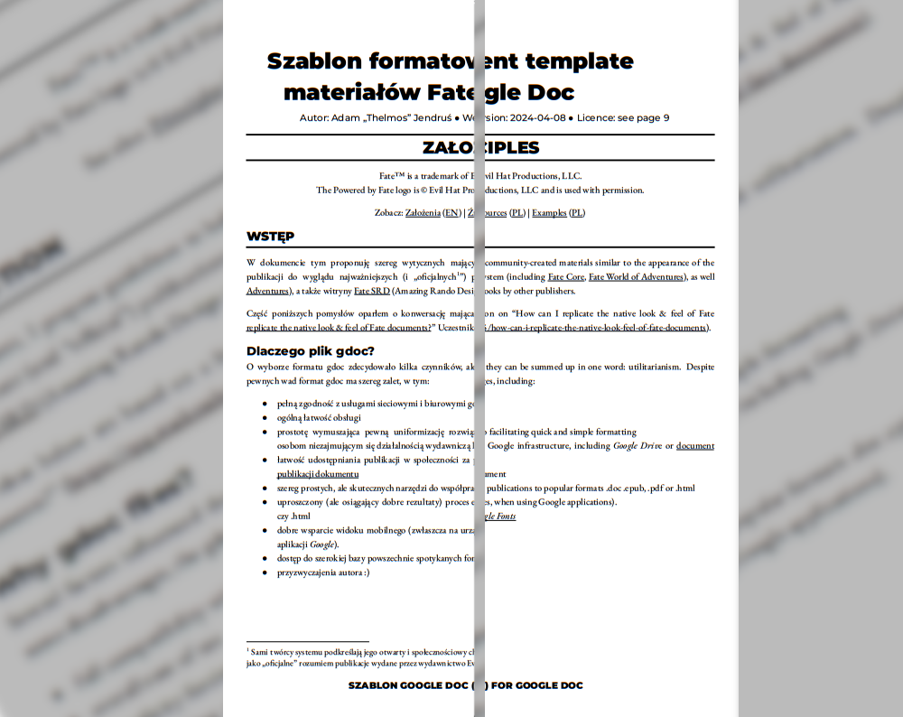 Fate RPG: GDOC Template / Szablon (EN/PL) by Thelmitchio