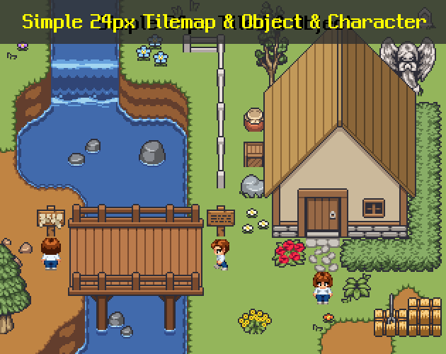 Simple 24px Topdown Tilemap & Object & Character by Sagak Art (Pururu)
