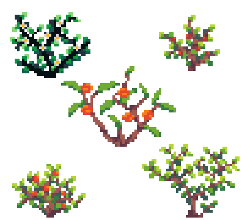 Bushes Pack X20: Bushes with branches and berries by place