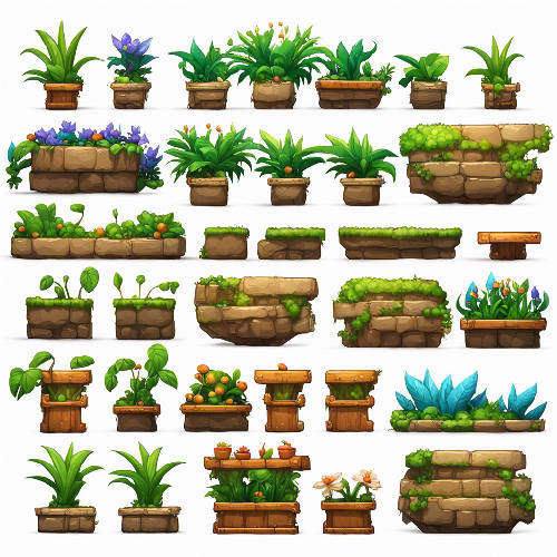 2D Video Game Assets - Plants Bundle 24 by Pixel Game Resources