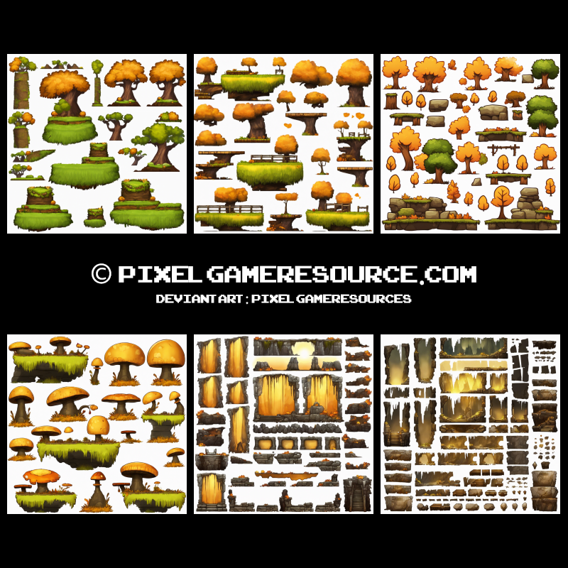 136 Tilemap 2D Video Game Asset - Fall Biome Bundle 24 by Pixel Game ...