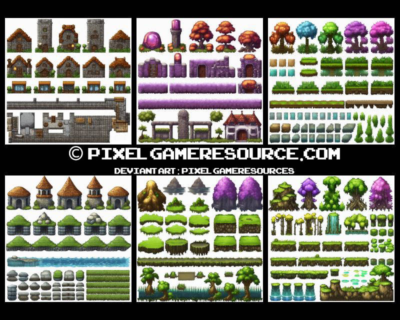 2D RPG Maker and Game Outdoor Buildings Bundle by Pixel Game Resources