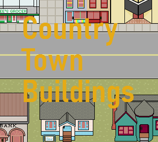Country town buildings with winter tiles by chuckiecatt