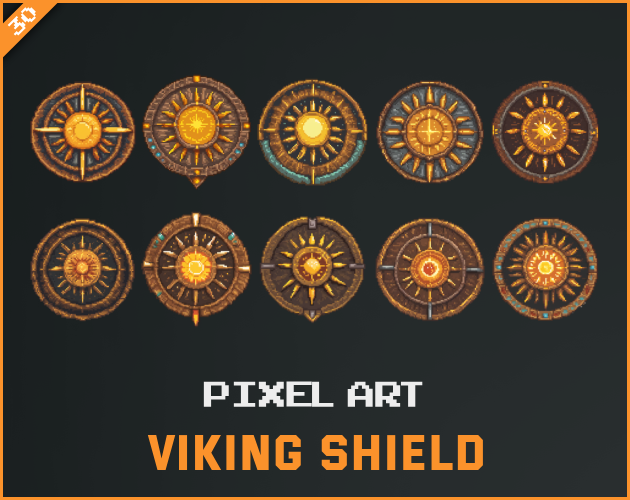 Pixel Art Svalinn Viking Shield [PACK 3] - Shield Pack #3 [Pixel Art ...
