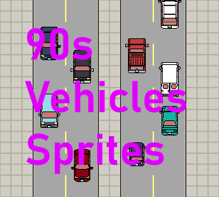 Top-down '90s vehicles spritesheet by chuckiecatt