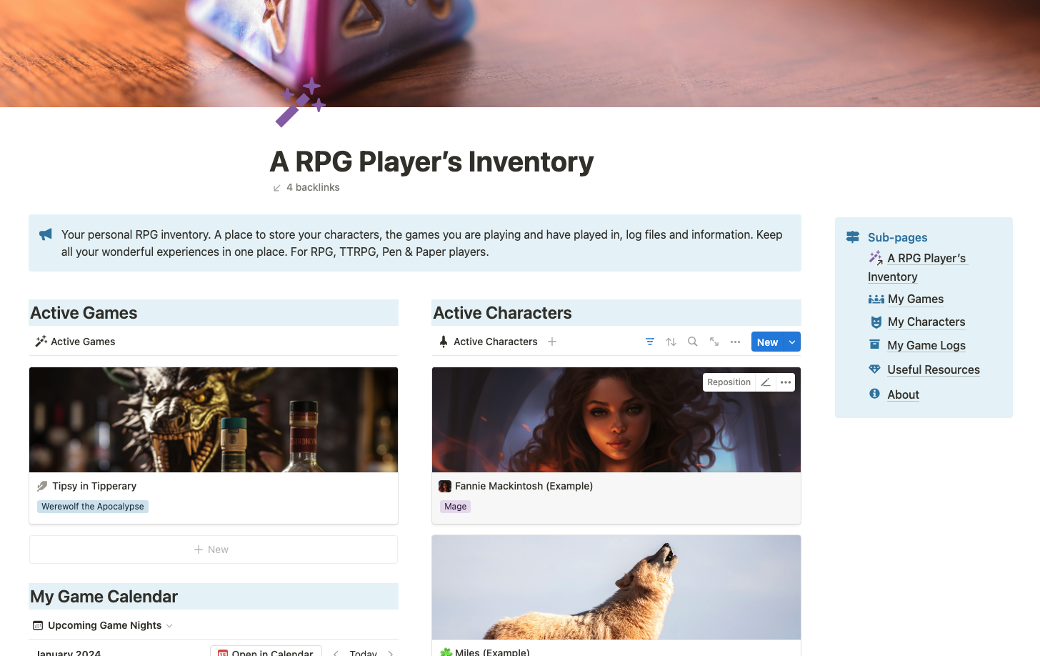 A RPG Players Inventory by Mela