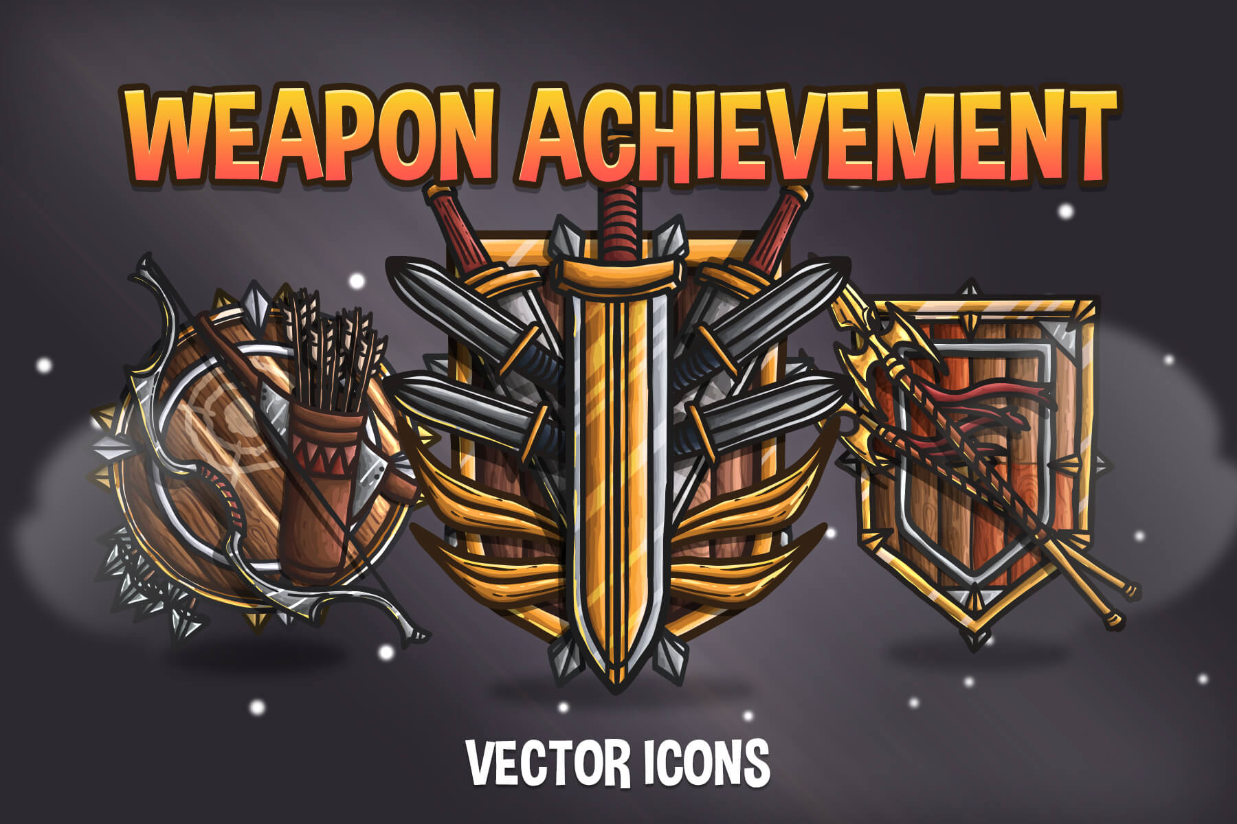 Weapon Achievement Vector Icons by Free Game Assets (GUI, Sprite, Tilesets)