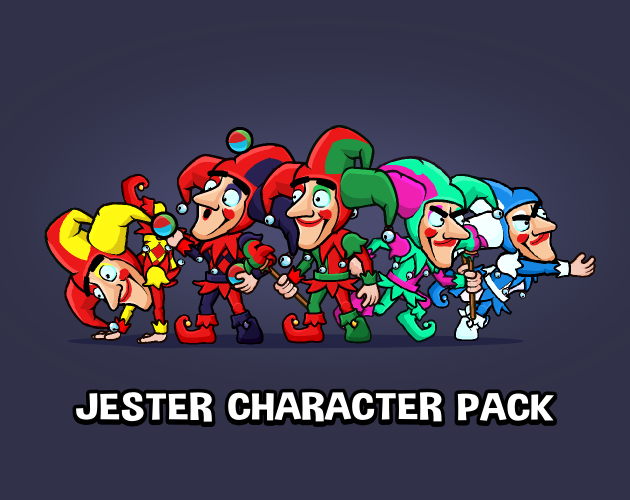 Animated Jester character pack by Robert Brooks - gamedeveloperstudio.com