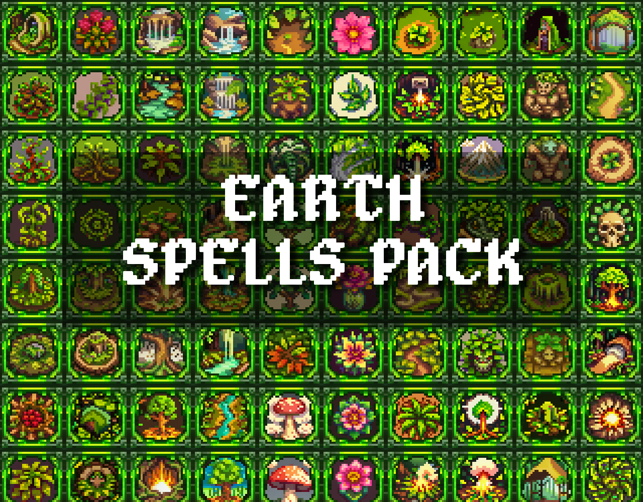 81+ Ultimate Earth Spells Pixel Art Pack - RPG Fantasy Buffs & Ability ...