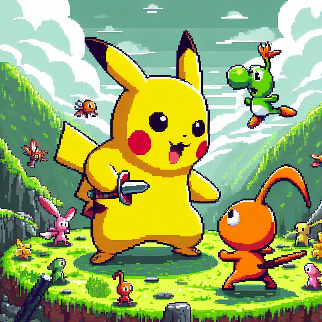 Pikachu VS Pikmin by miitos_aab