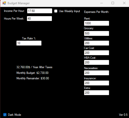Budget Manager/Calculator by Tegridy Made Games