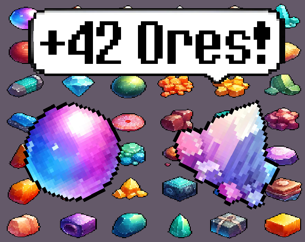 Pixel art Sprites! - ORES! #1 - Items/Objets/Icons/Tilsets by Pixel! NyaCat