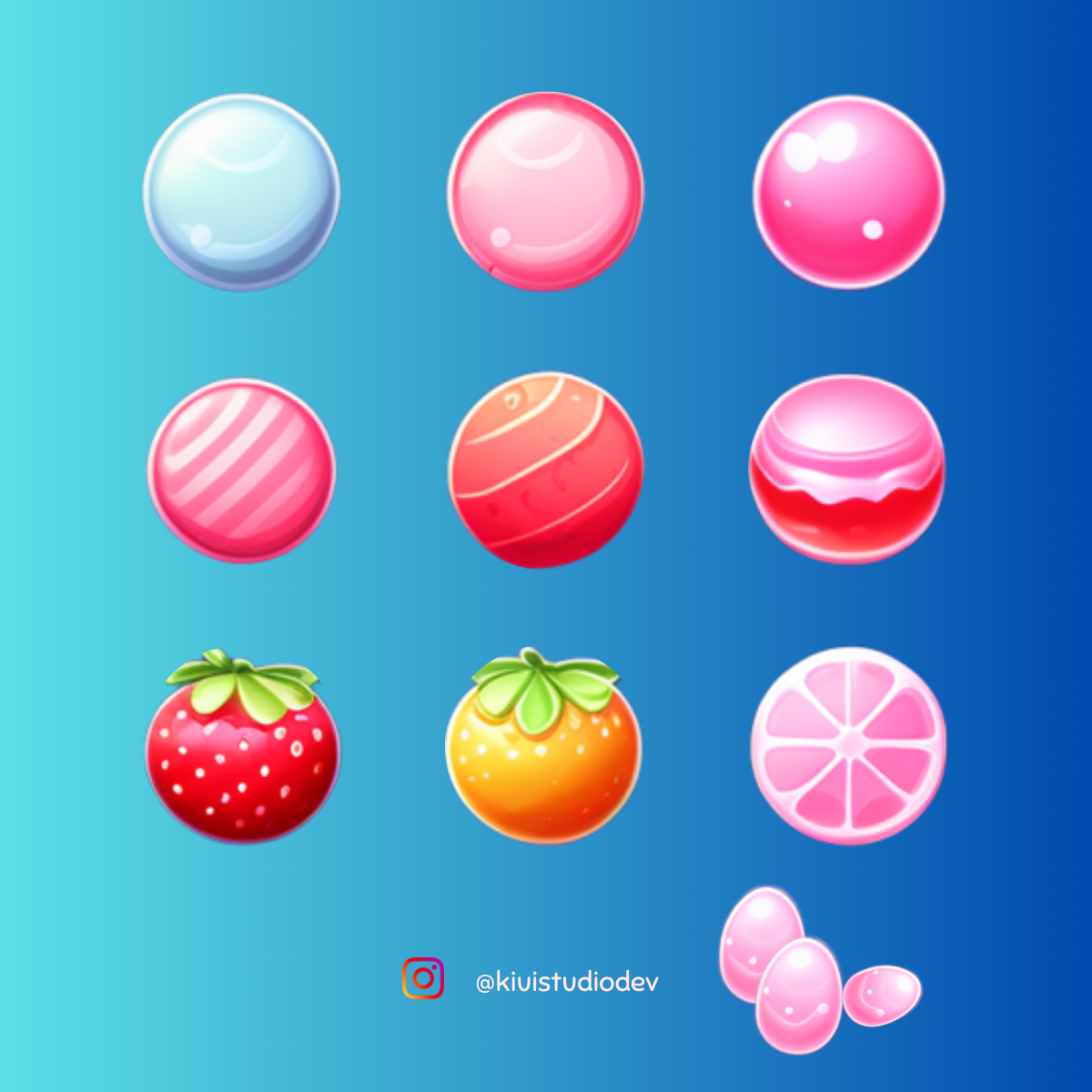 Sweet Candy Icons, game asset by Kiui Studio