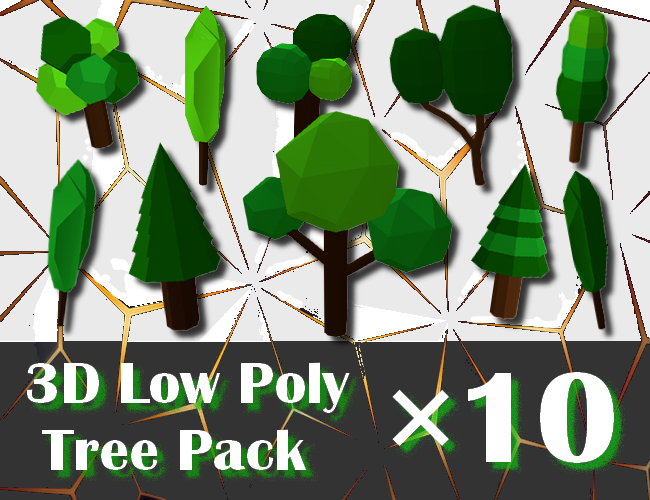 10 Green Trees --- 3D Low-Poly Tree Pack by PixiePirat