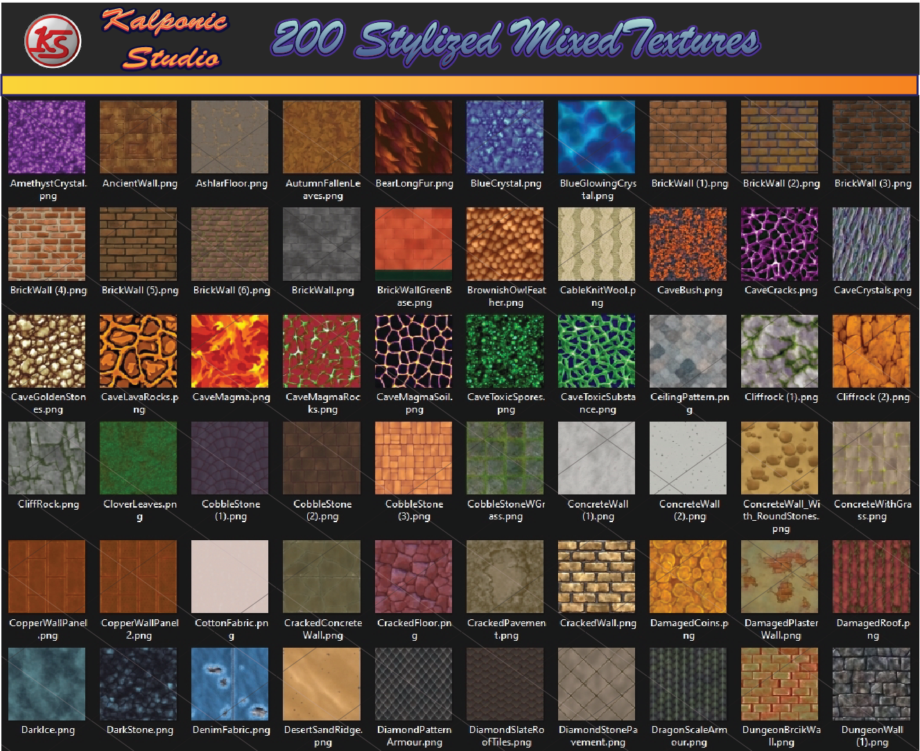 200 Stylized Mixed Textures by Kalponic Studio