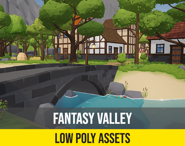 Low Poly Fantasy Valley with Village by JustCreate3D