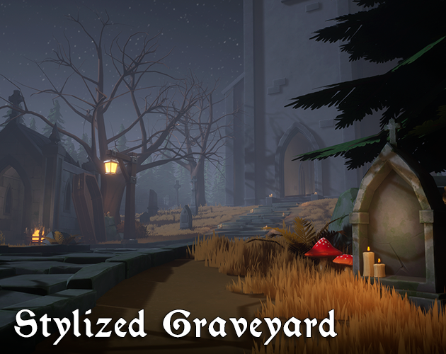 Stylized Graveyard with Church by JustCreate3D