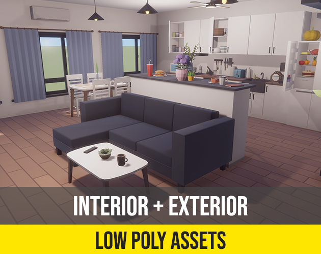 Low Poly House Interior & Exterior by JustCreate3D