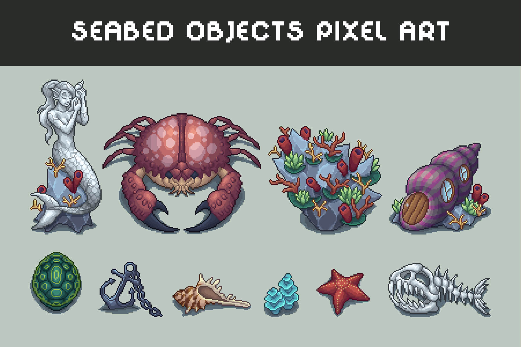 Free Top-Down Seabed Pixel Objects by Free Game Assets (GUI, Sprite ...