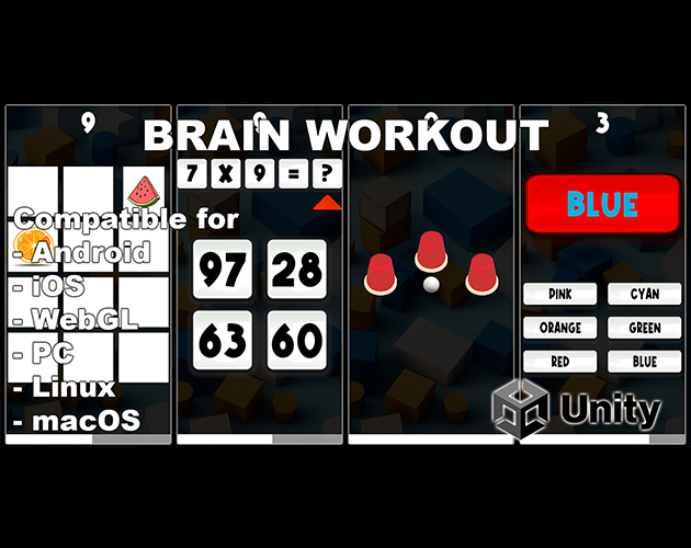 Brain Workout Puzzles - Unity Source Code With Ads by NeonSpaceFighter