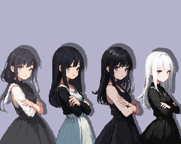 Female Character PixelArt Visual Novel [Pose B] by demiontus