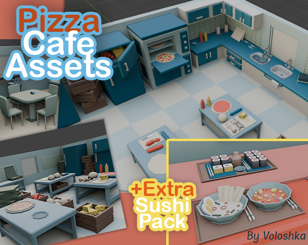 Low Poly Cafe Asset by viravoloshyn