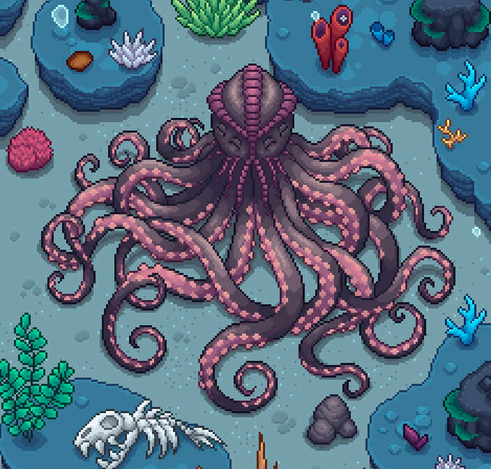 Seabed Top Down Pixel Tile Set by Free Game Assets (GUI, Sprite, Tilesets)