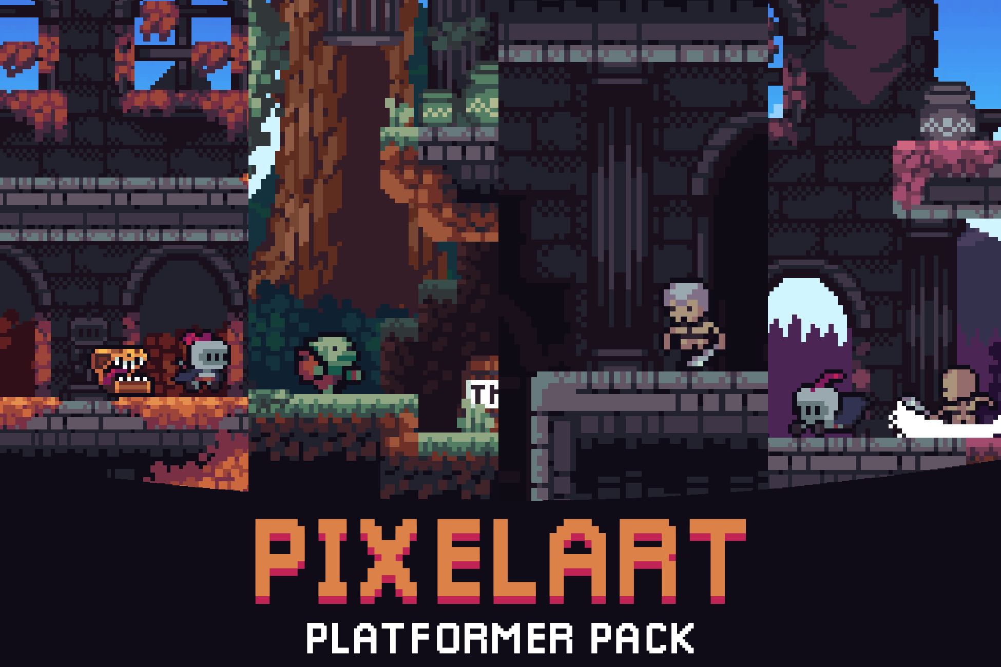 Platformer Tileset - Pixelart Fantasy by BigManJD