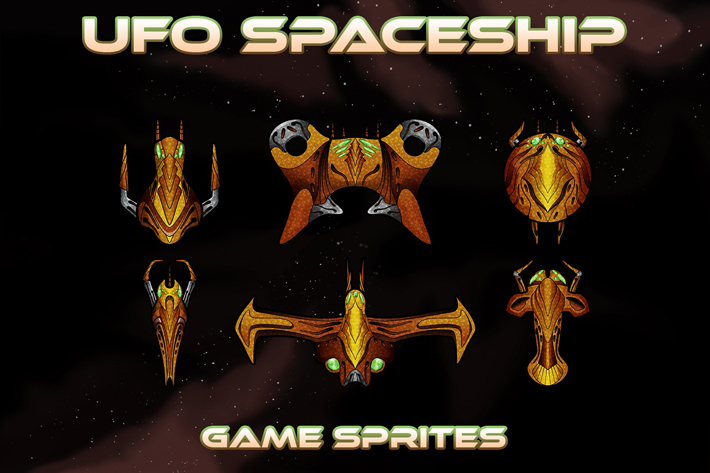 UFO Spaceship 2D Sprites by Free Game Assets (GUI, Sprite, Tilesets)